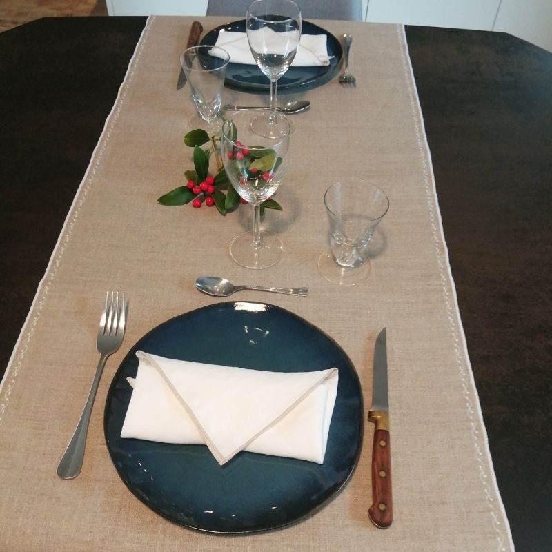 Chemin de table tête à tête en lin | Fabriqué avec du lin de France